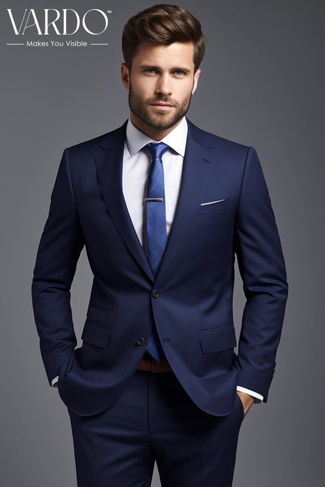 Navy Blue Two-piece Suit for Men - Slim Fit - Wedding & Formal Attire ...