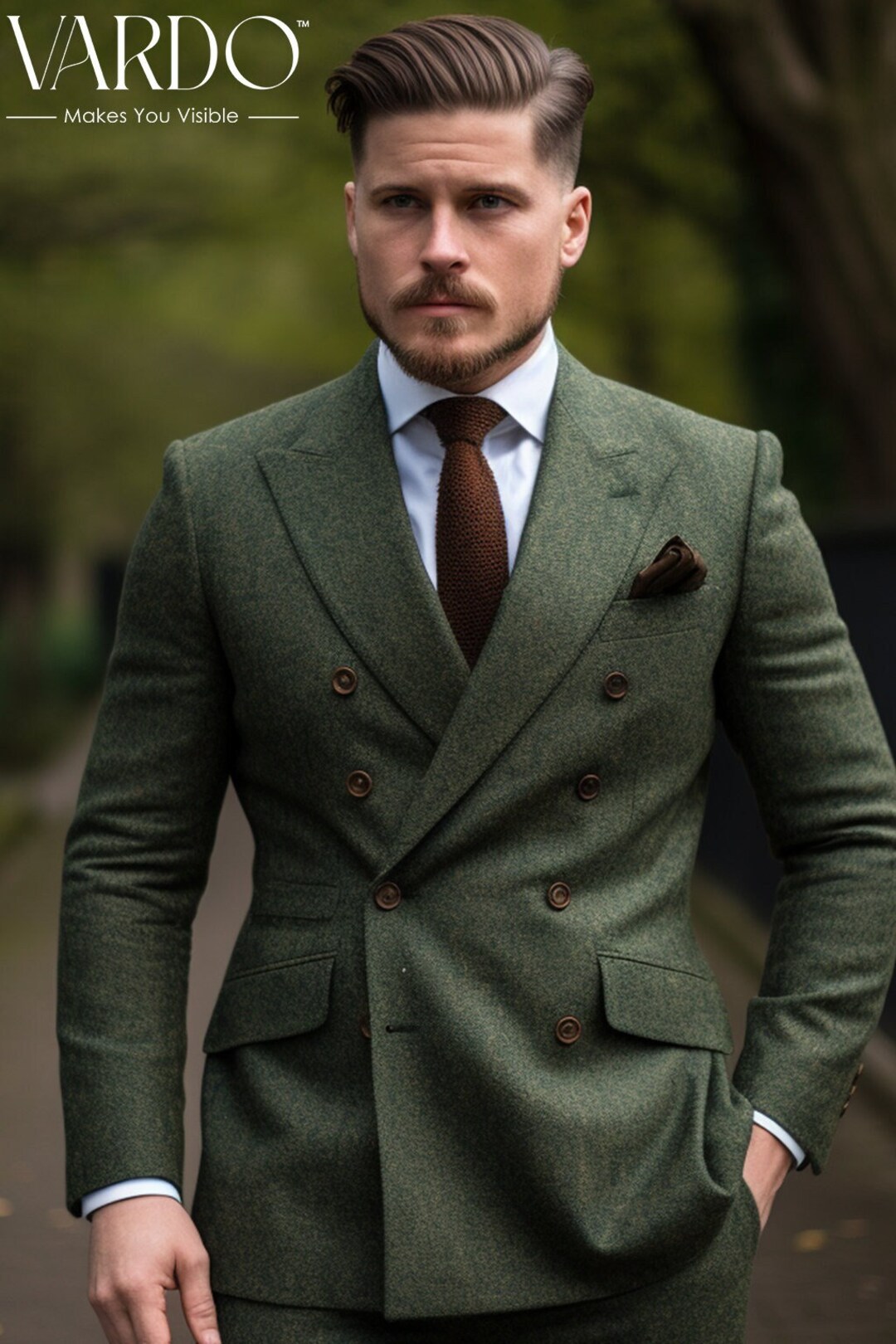 Vintage Elegance Men's Green Tweed Double Breasted Suit for Men the Rising Sun Store, Vardo - Etsy