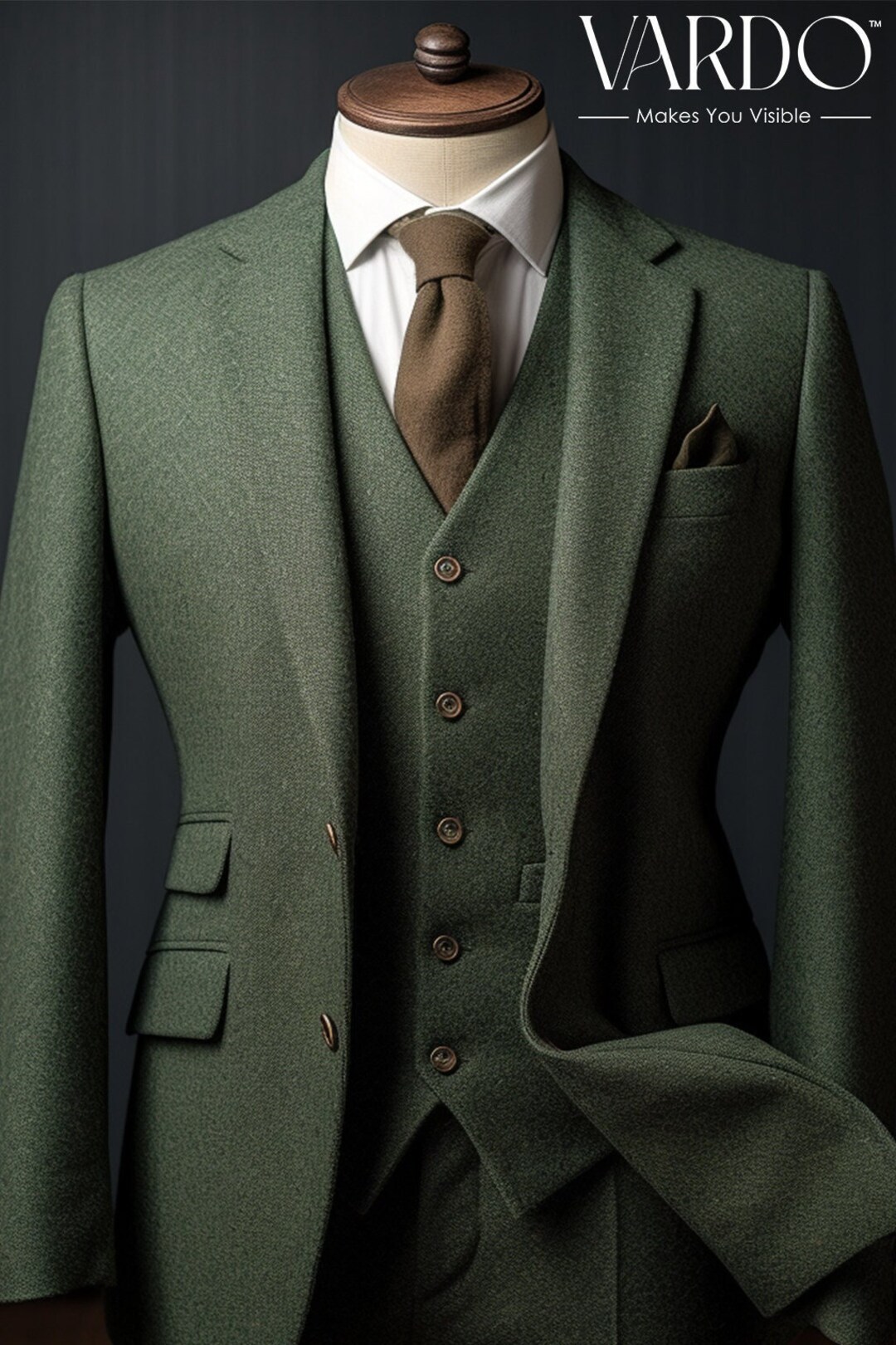 Premium Green Tweed Three Piece Suit for Men Tailored Suit the Rising ...