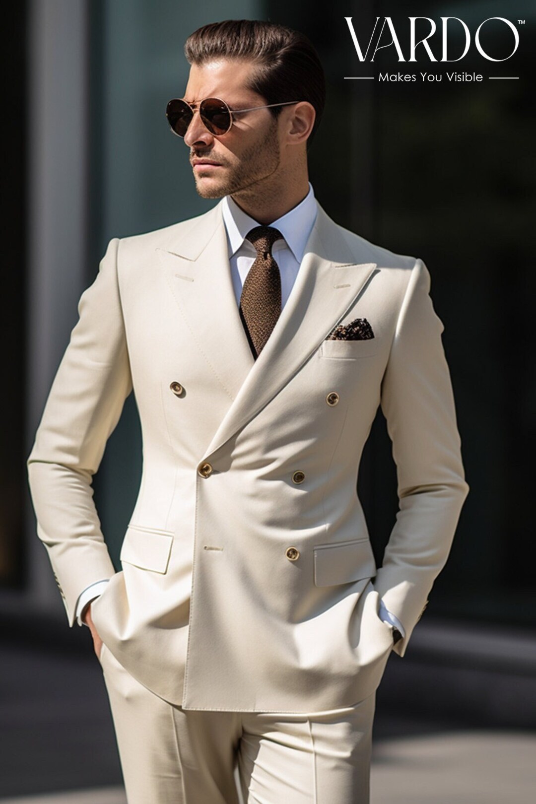 Men's Ivory Double Breasted Suit Classic Elegance Tailored Suit-the ...