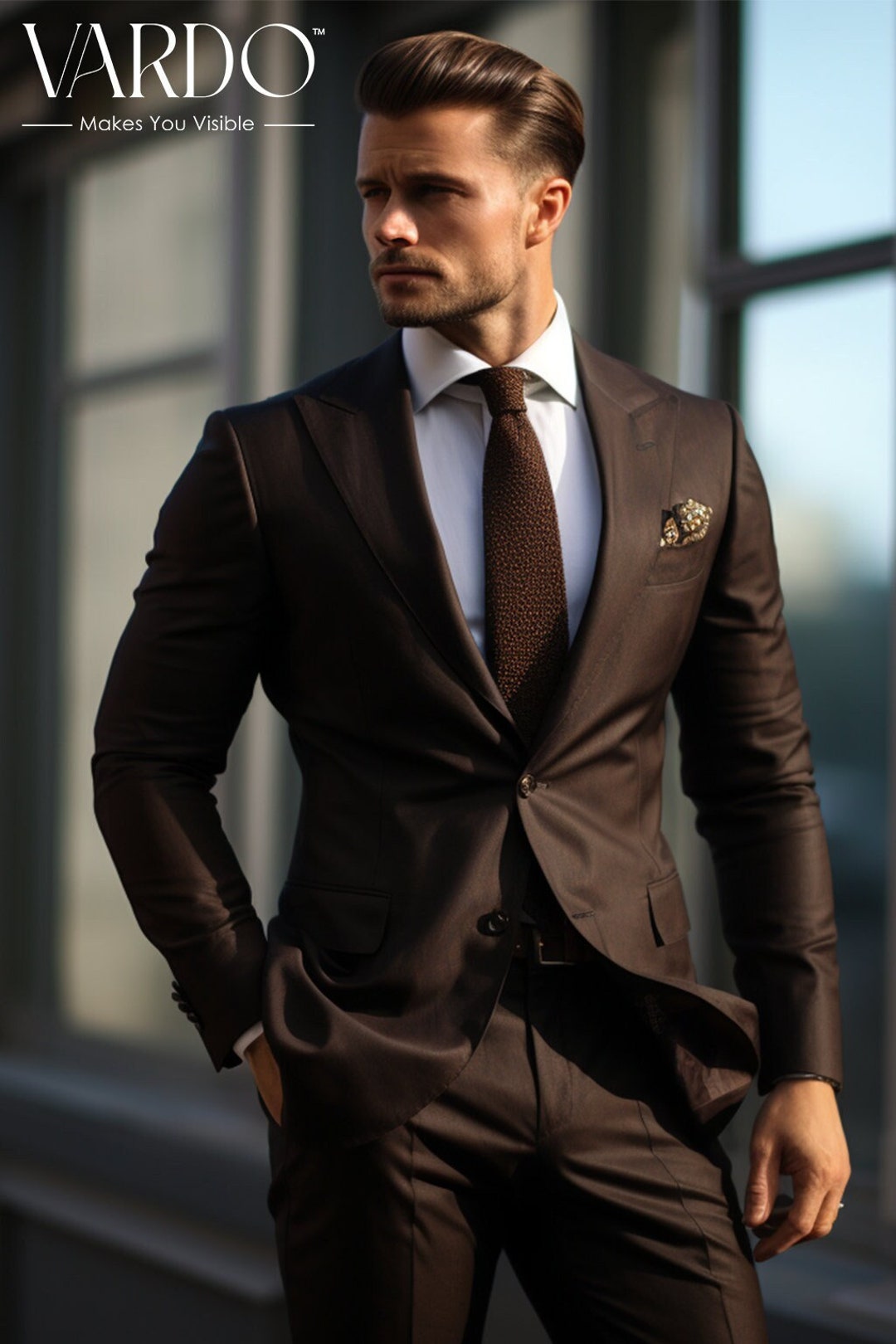 Elegant Dark Brown Two-piece Suit for Men- Premium Men's Wedding Suit ...
