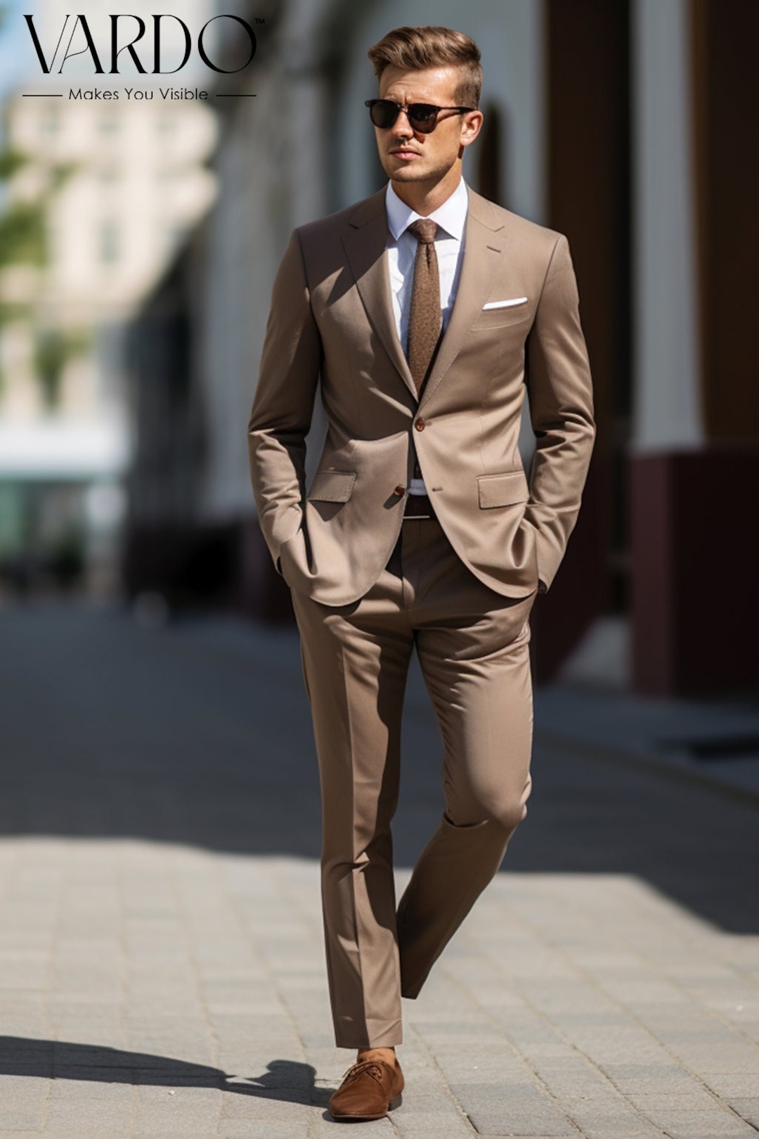 Classic Light Brown Two-piece Suit for Men - Premium Quality - Formal ...