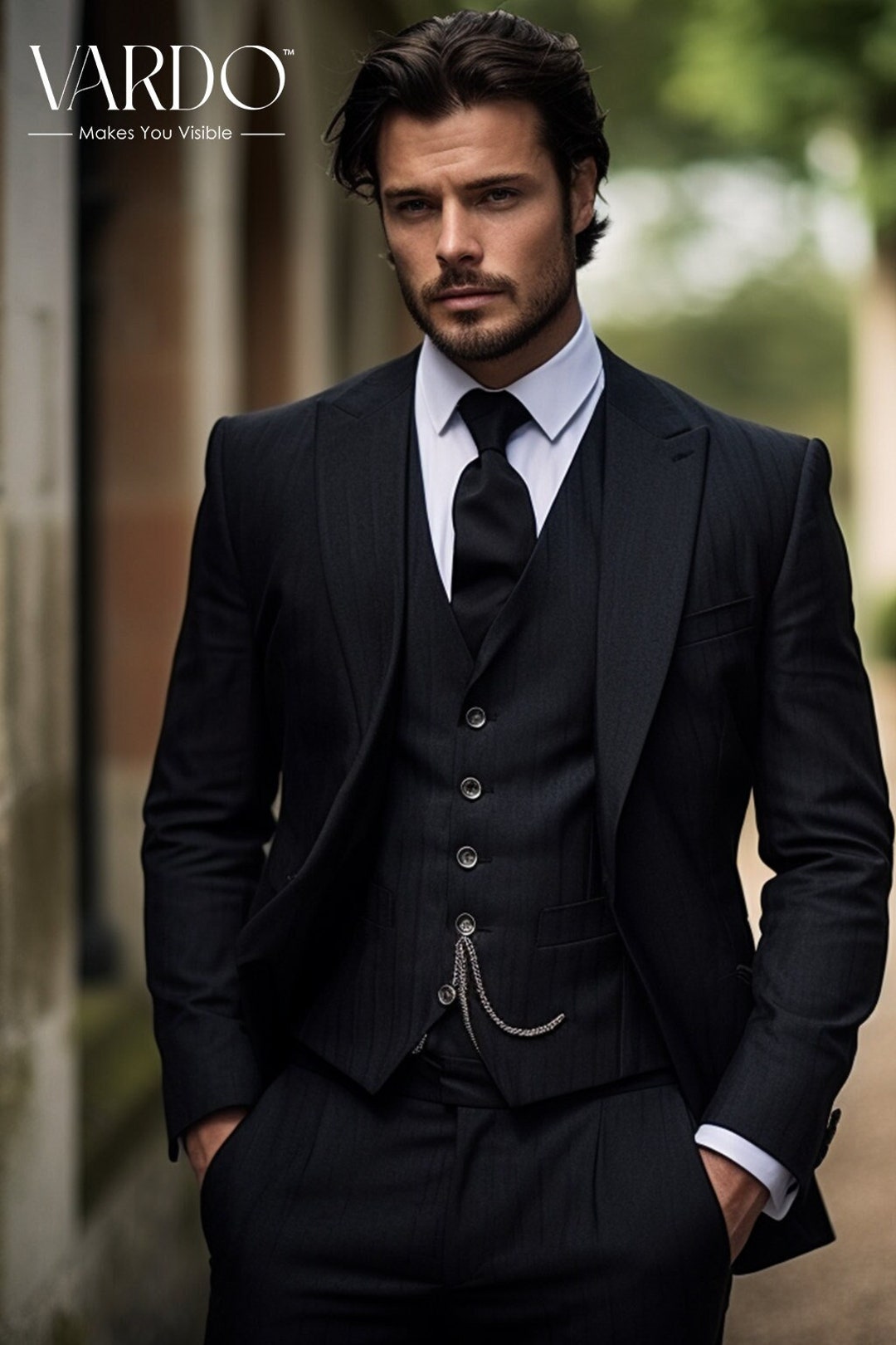 Formal Attire Black Linen Three-piece Suit for Men Timeless Black the ...