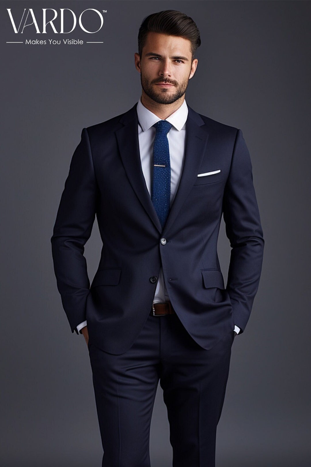 Formal Navy Blue Two-piece Suit for Men - Business, and Special Occasion Attire - Tailored Suit ...