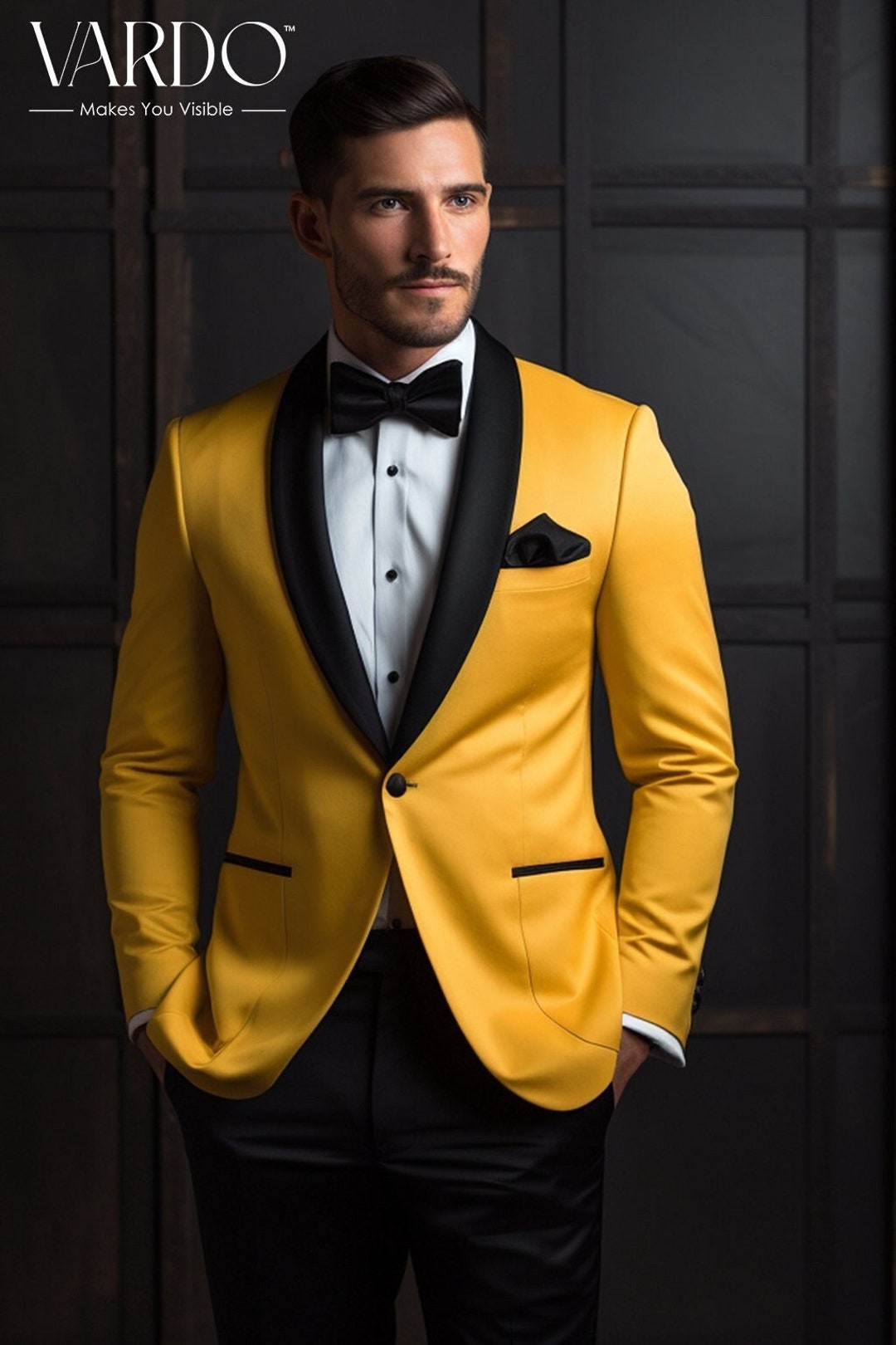 Elegant Men's Yellow Tuxedo Suit - Classic Style for Standout Occasions ...