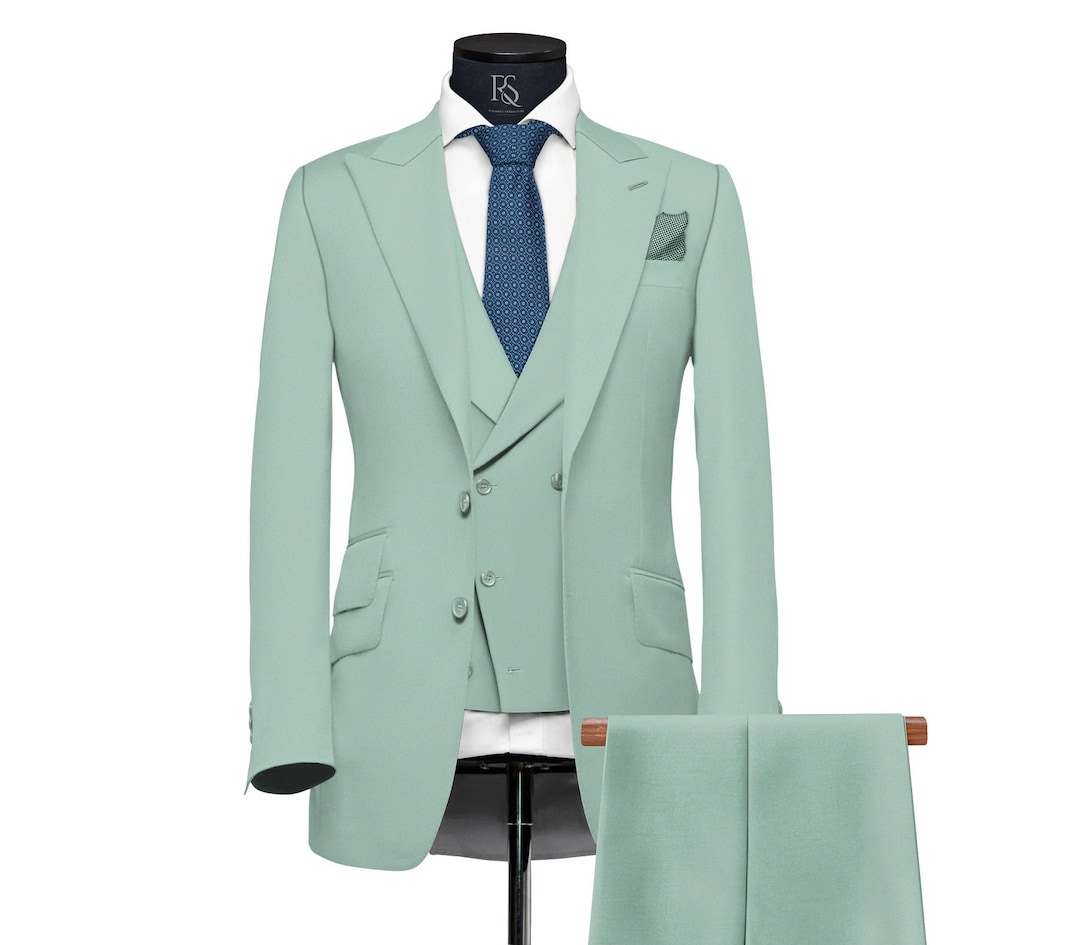 Men Suits, Suits for Men Sage Green Three Piece Wedding Suit, Formal Fashion Slim Fit Suit ...