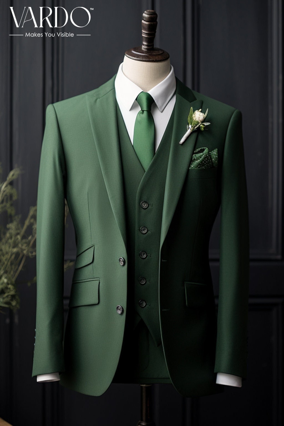 Classic Green Three-piece Suit for Men | Premium Tailored Formalwear ...