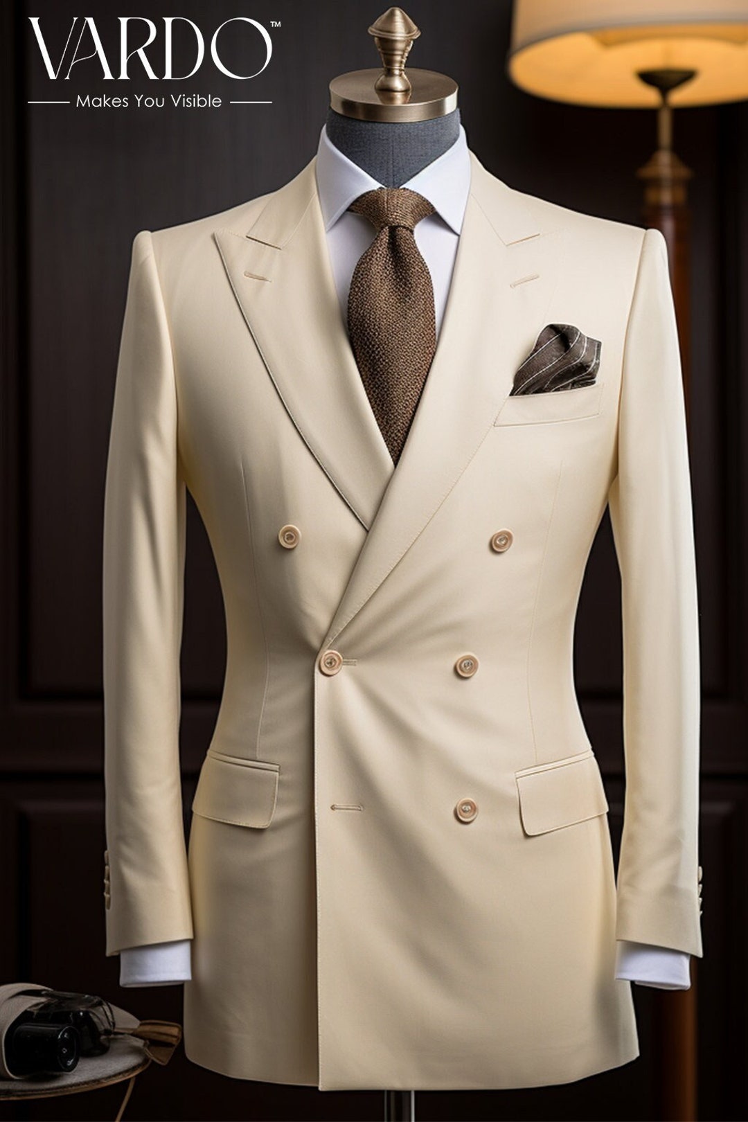 Premium Cream Double Breasted Suit for Men - Tailored Suit-the Rising ...