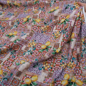 Italian Eyelet Cotton Fabric – Lemon Print & Dense English Embroidery ...