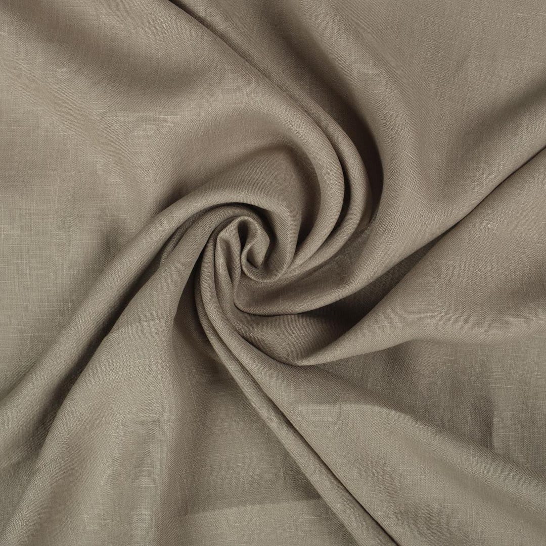 Italian Dark Beige Linen Fabric by the Yard, Designer Fabric 100% Linen ...