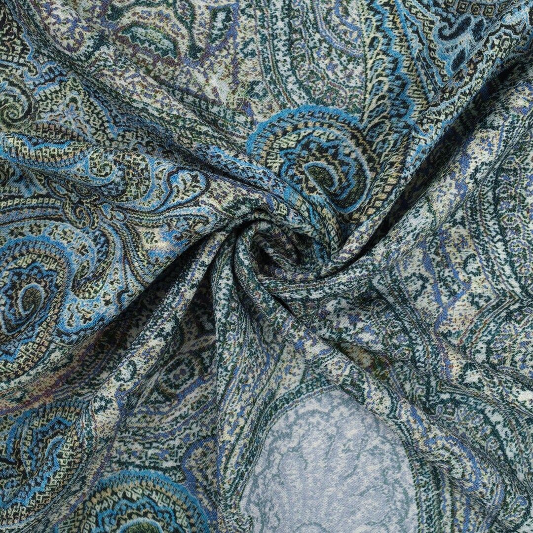 Dress Wool Silk Fabric, Italian Designer Fabric Paisley 100% Wool Silk ...