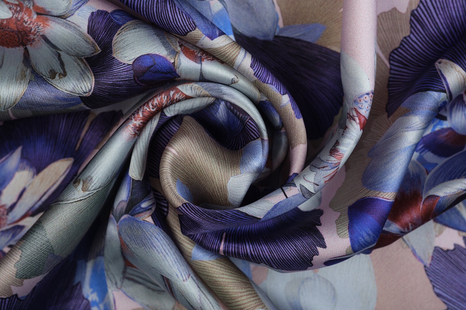 Designer Italian Fabrics Pure Silk Satin 100% Flowers Print / - Etsy