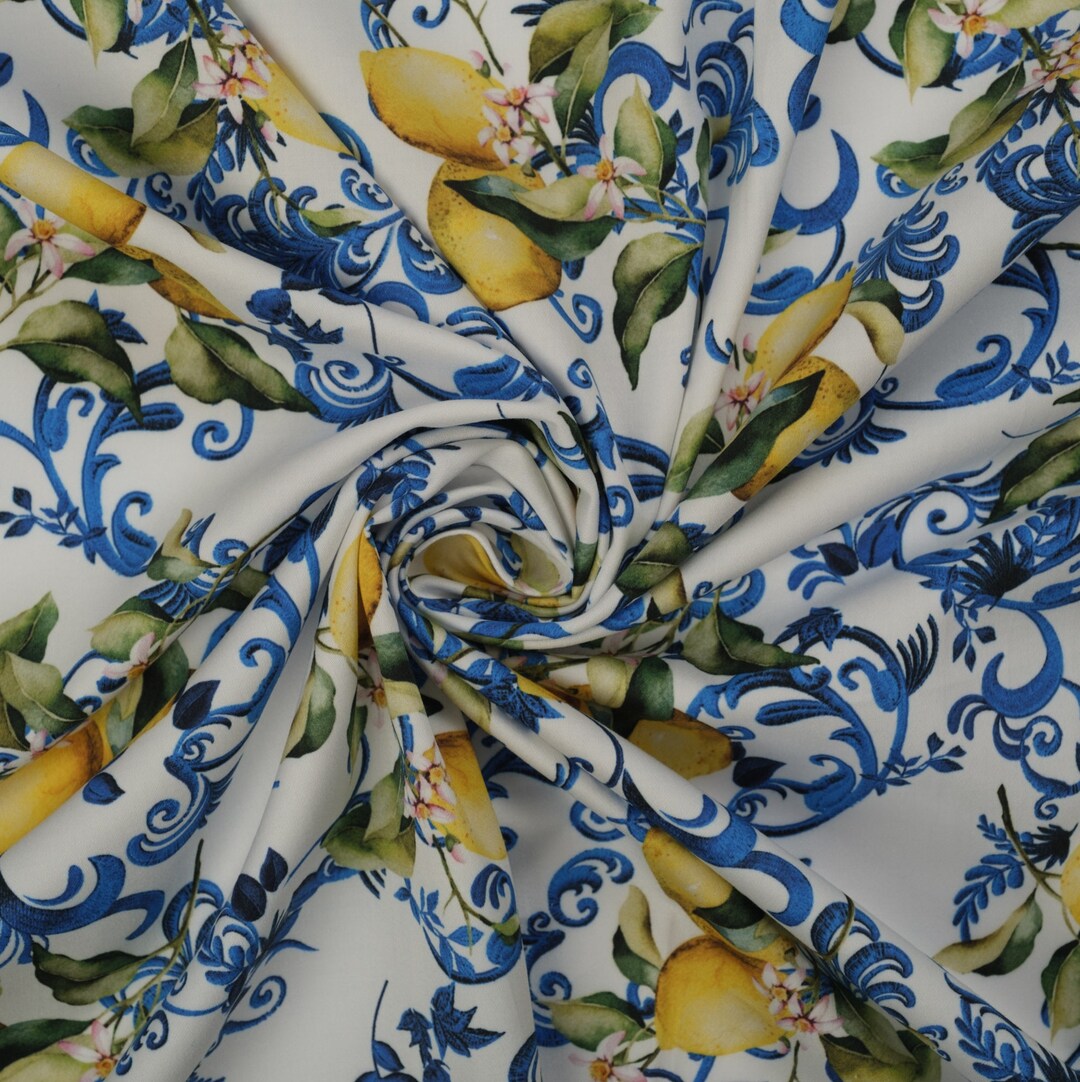 Italian Fabric by the Yard Designer Cotton Stretch Italian Fabric ...