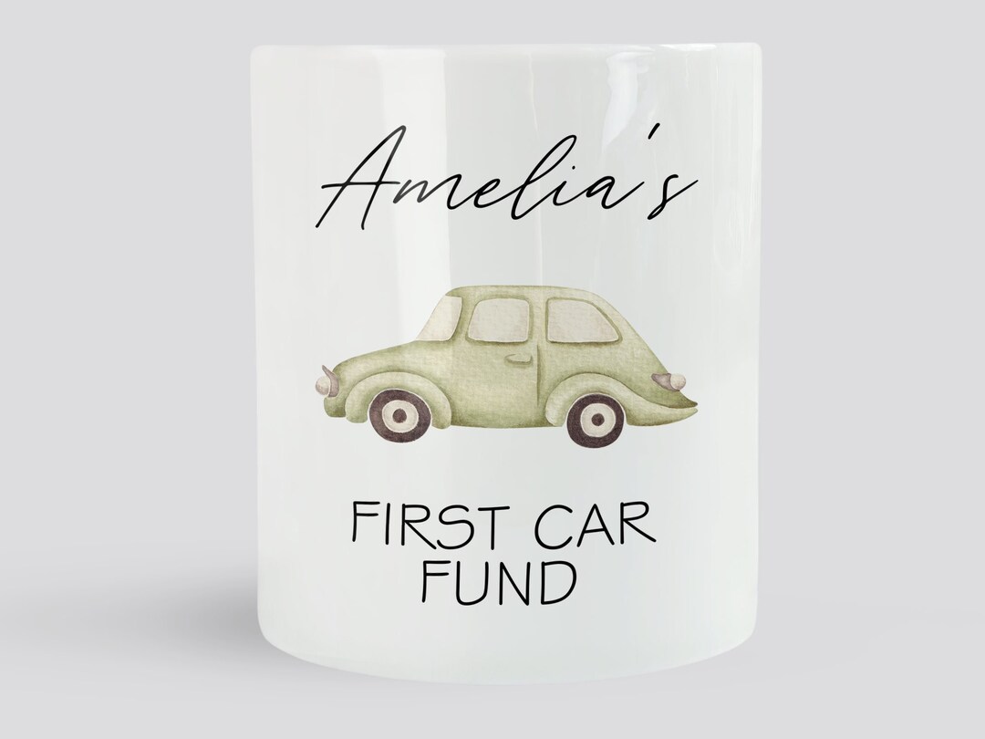 Personalised First Car Fund Money Box - Custom Piggy Bank, Saving Jar ...