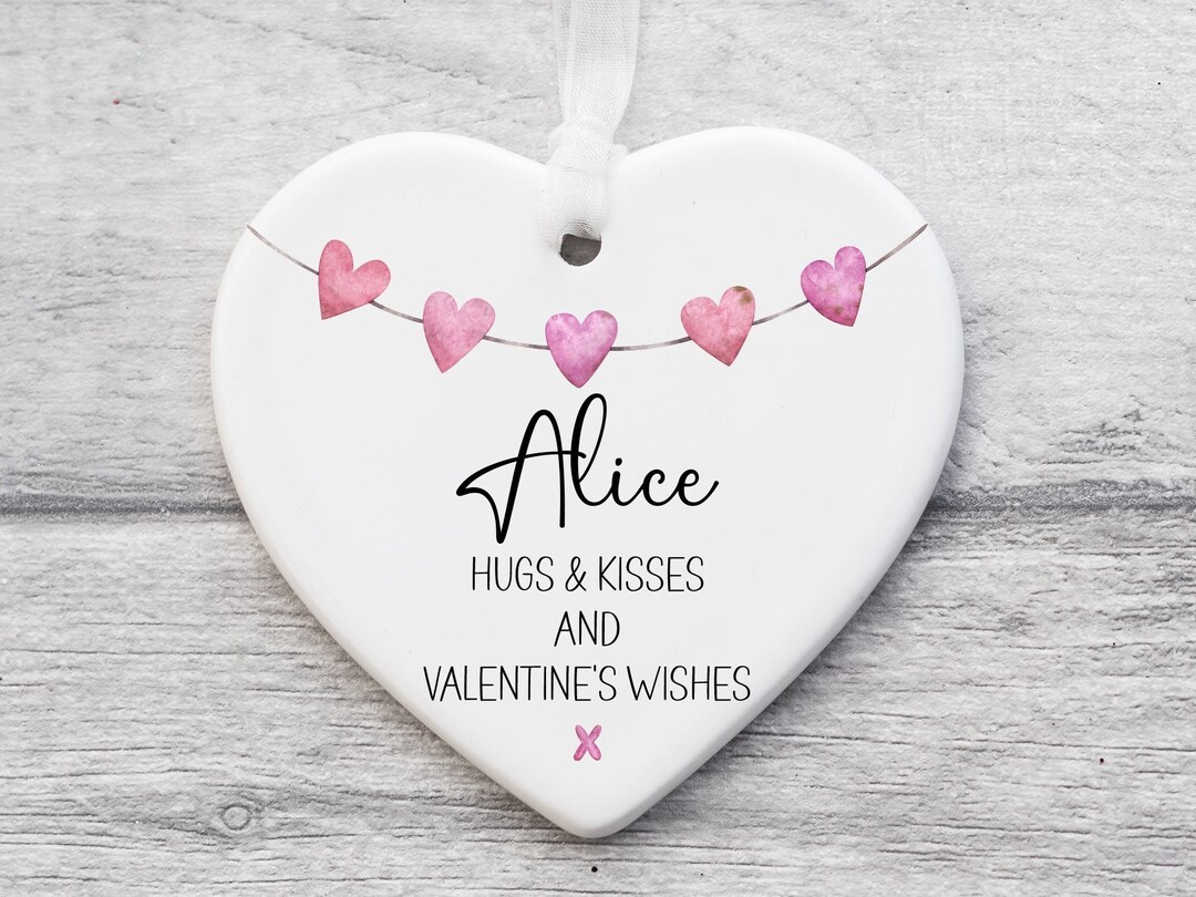 Personalised Hugs Kisses Valentine's Wishes Ornament, Valentine's Day ...