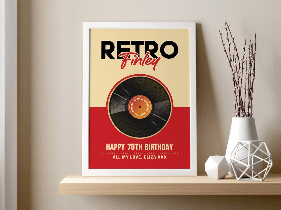 70th Birthday Wall Art Customised Retro Vinyl Record Design - Etsy