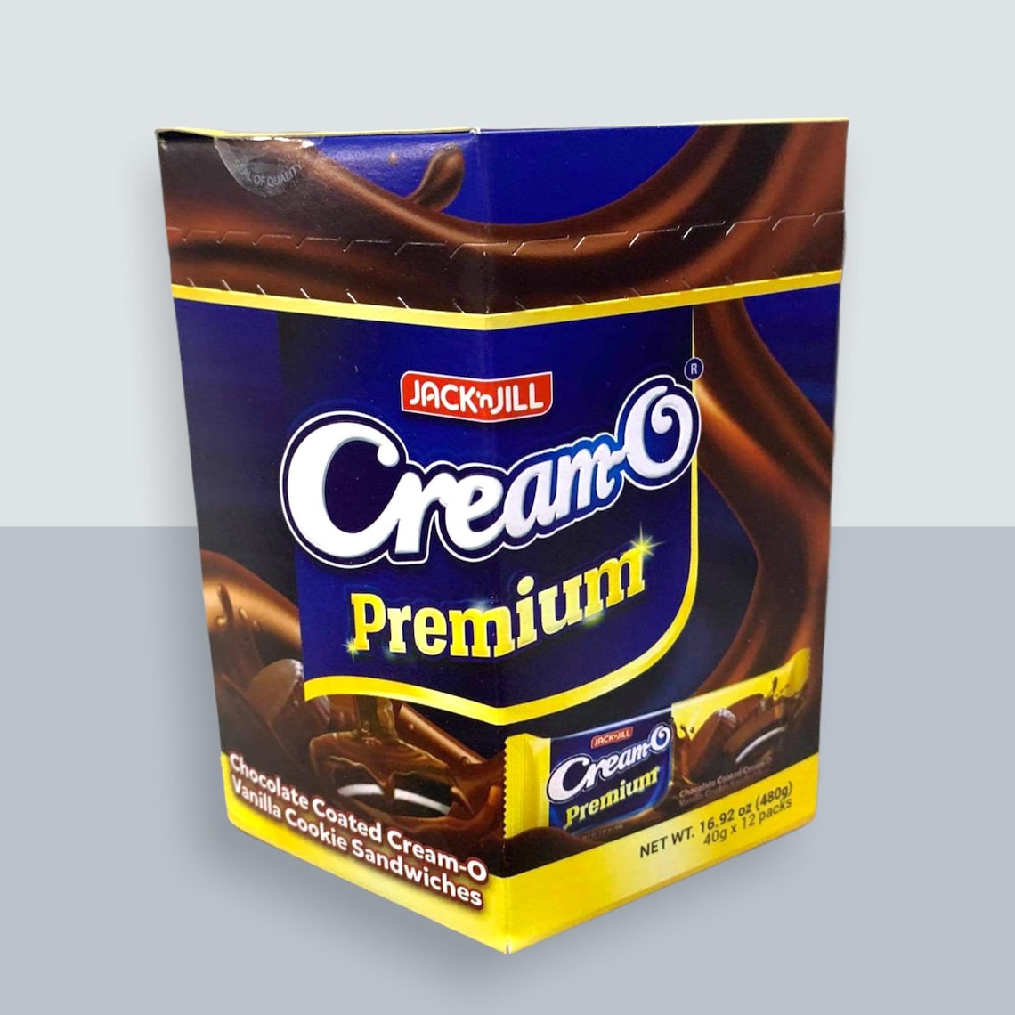 CREAM-O Premium 1 Box 12packs 480g Chocolate Coated Vanilla Cookie ...