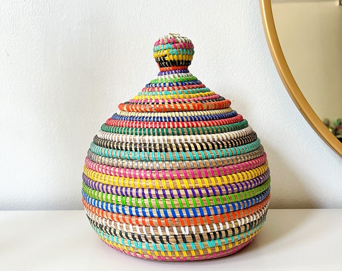 African Baskets Handmade Woven Basket Senegal Basket With Lid Storage ...