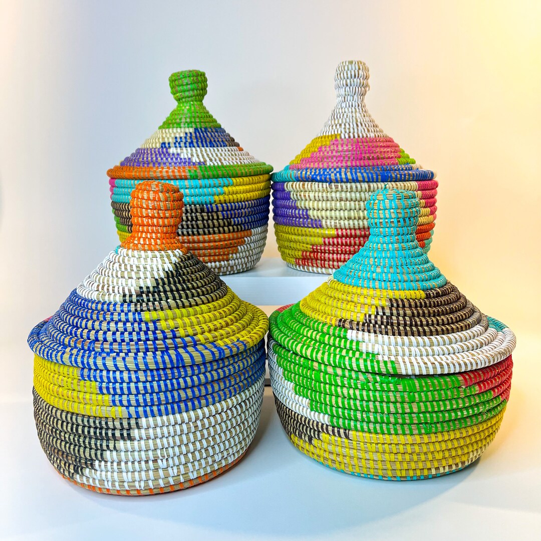 African Basket With Lid, Storage Basket, Entrance Basket, Small Items ...