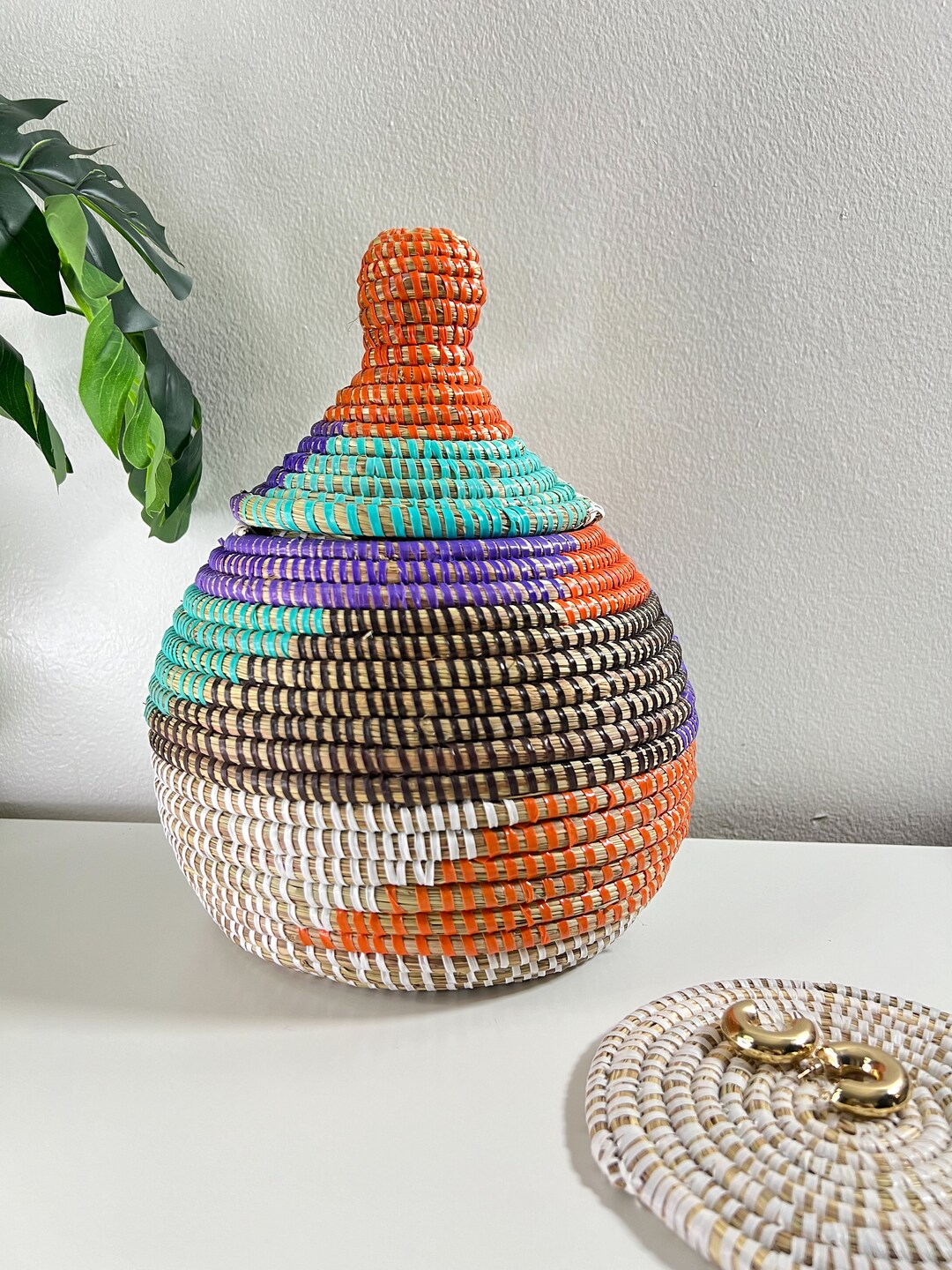 African Basket With Lid, Shelves Decor, Basket Decorative Woven ...