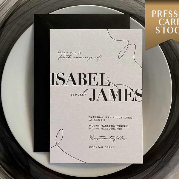 Simple Letterpress Wedding Invitations - Etsy