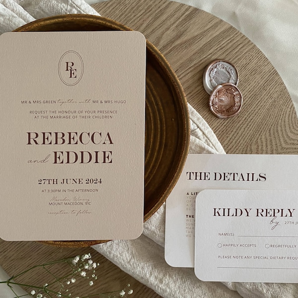 Rounded Corner Wedding Invitations - Etsy