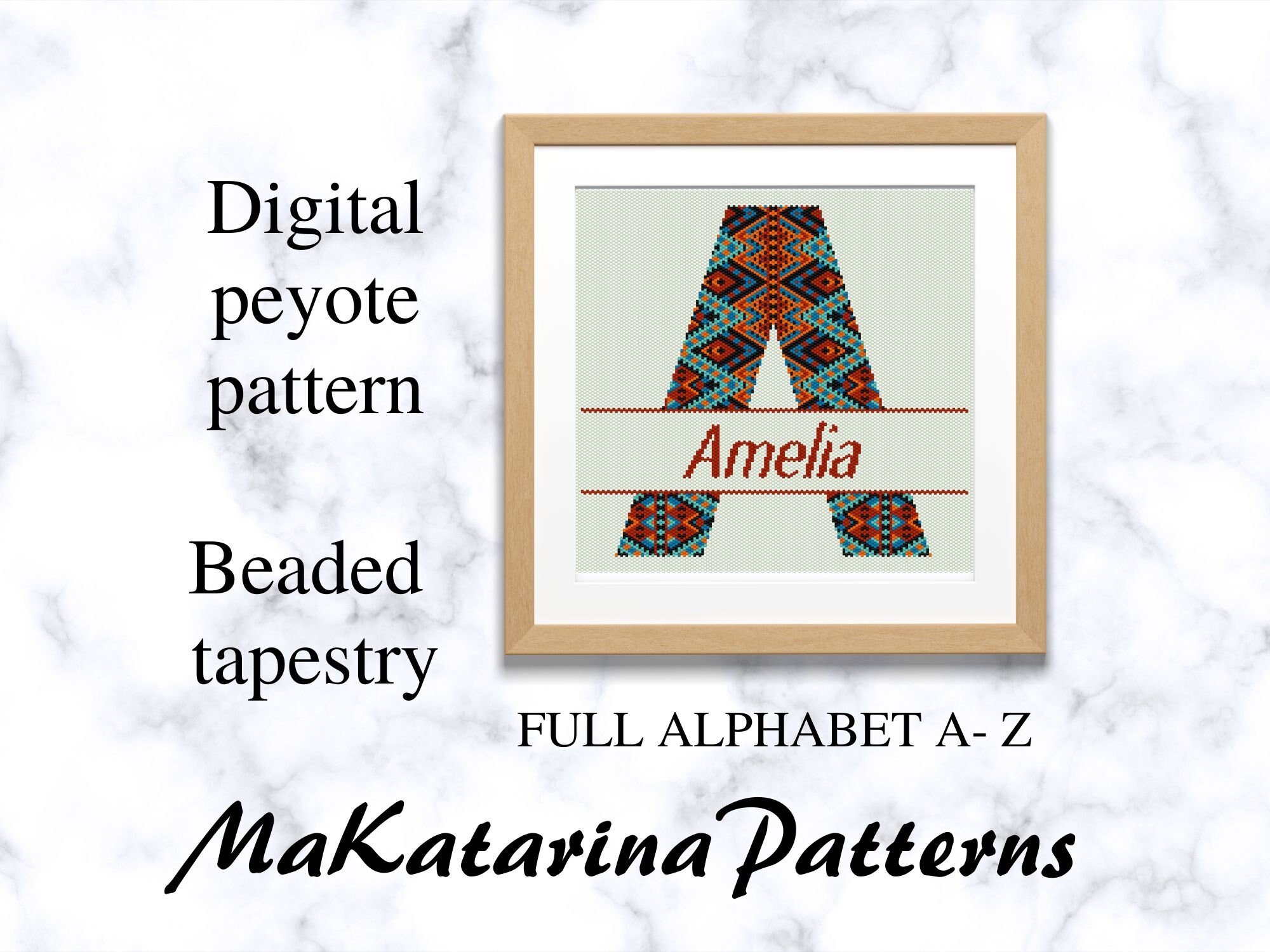 DIGITAL Custom Monogram Pattern, Peyote Letter Design, Decorative ...