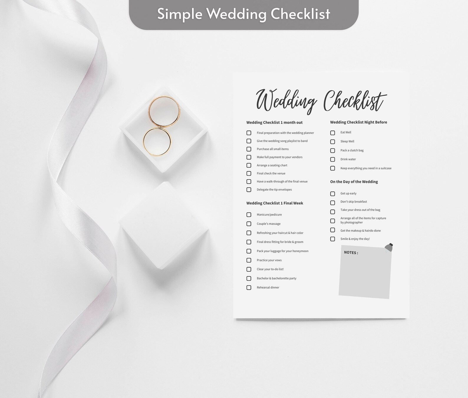 Weeding Planning Checklist Template Minimalist Wedding Checklist ...
