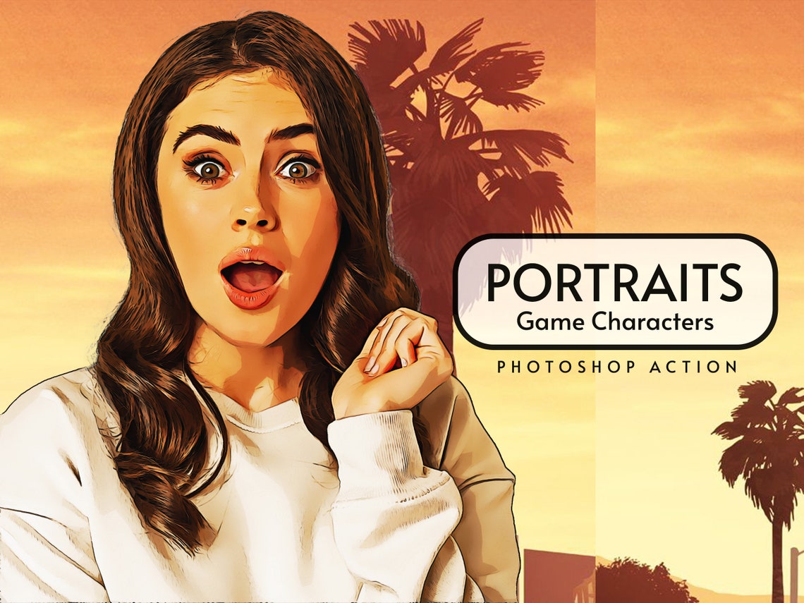 Portraits Game Characters Photoshop Action Cartoon Effect Cartoonize ...