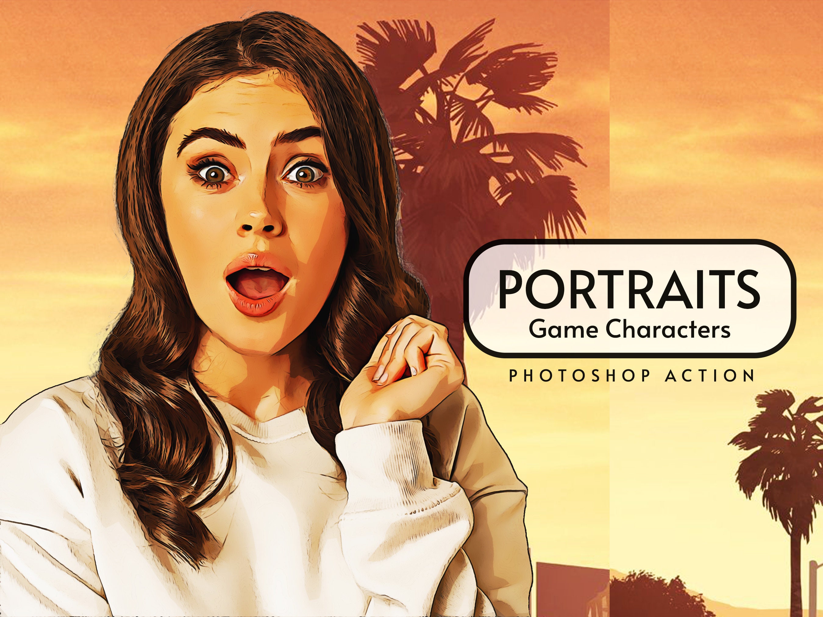 Portraits Game Characters Photoshop Action Cartoon Effect Cartoonize Action Photoshop Comic