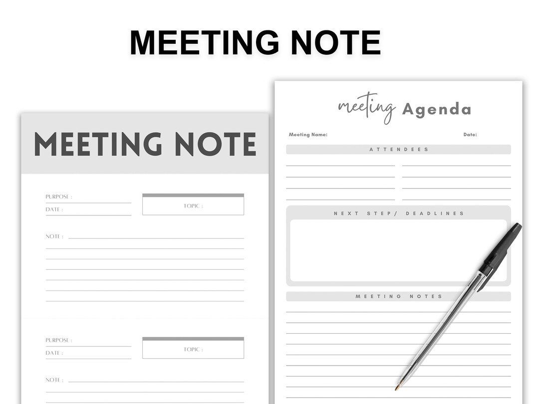 Meeting Agenda Template Printable, Meeting Minutes Pdf, Digital Meeting ...