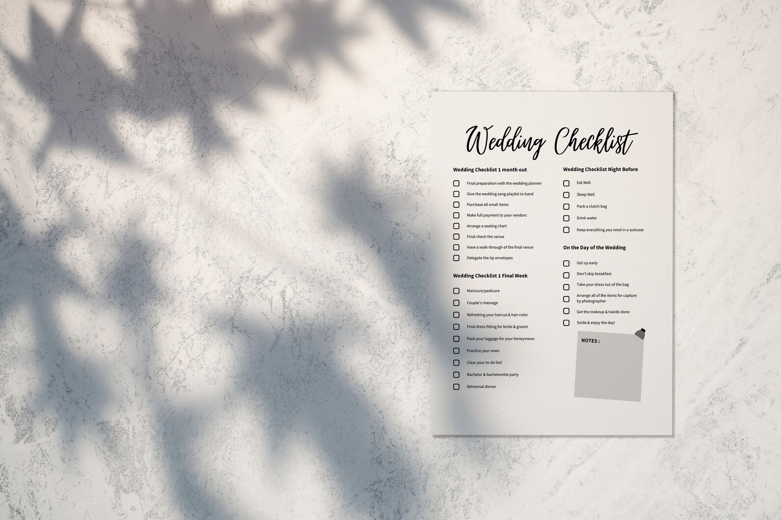 Weeding Planning Checklist Template Minimalist Wedding Checklist ...