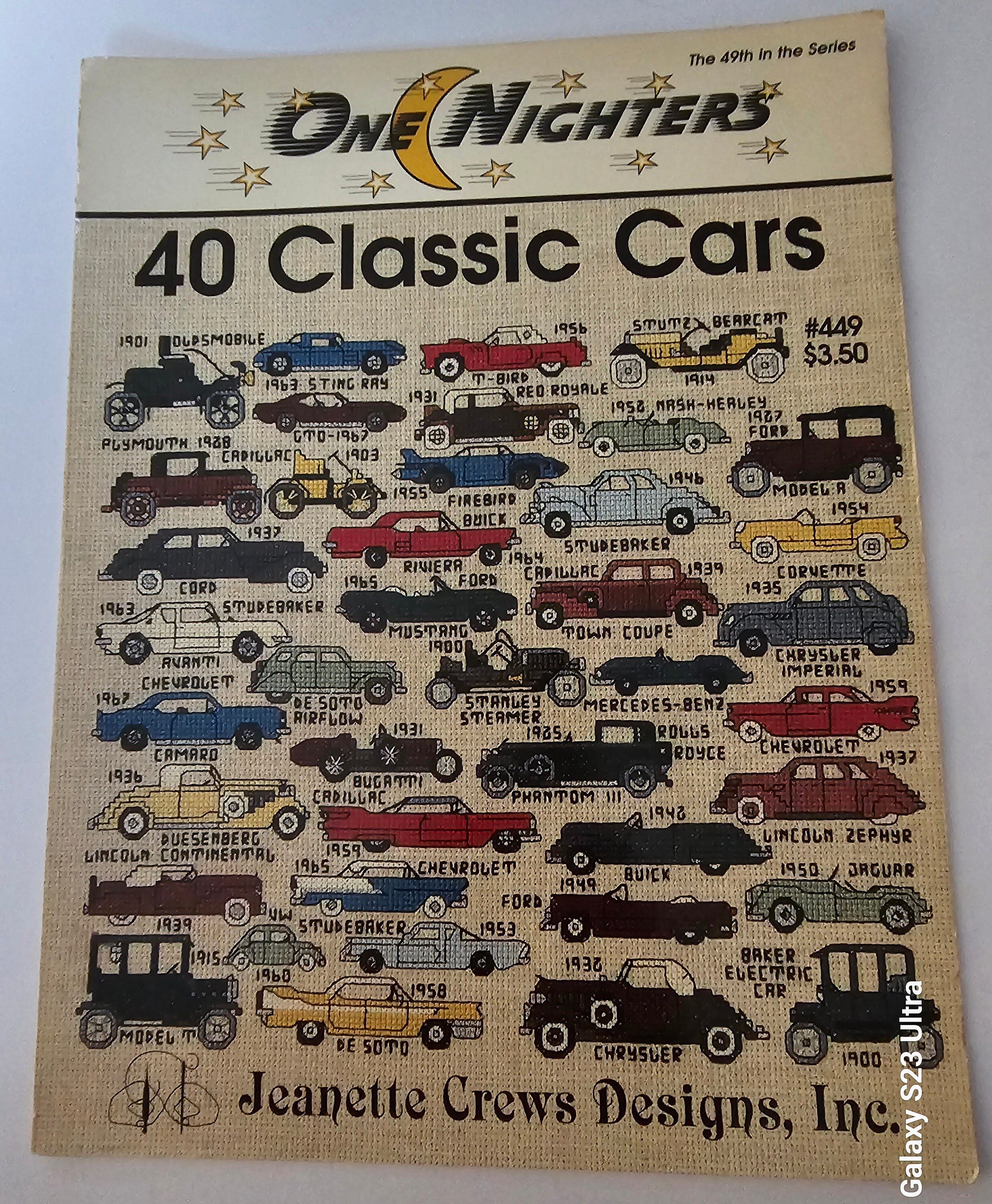 40 Classic Cars Counted Cross Stitch Vintage Pattern Book 1997 Jeanette Crews Designs Inc One ...