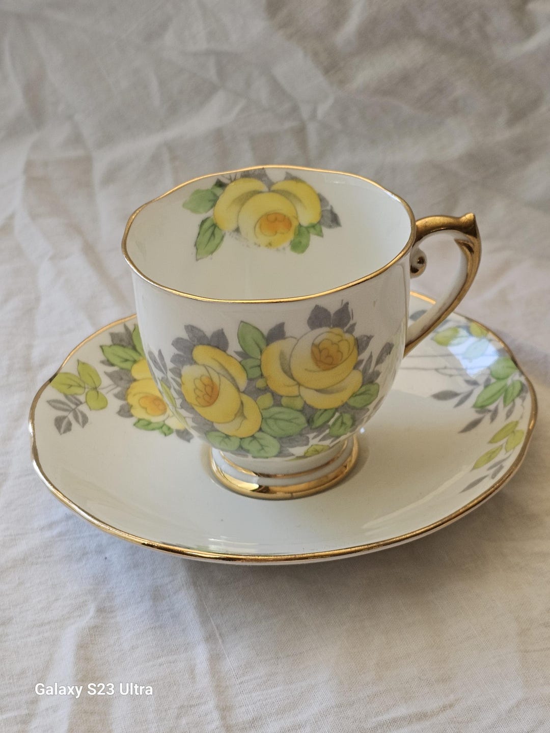 1950's Rare Vintage Roselyn China Tea Cup and Saucer Yellow Rose 5556 ...