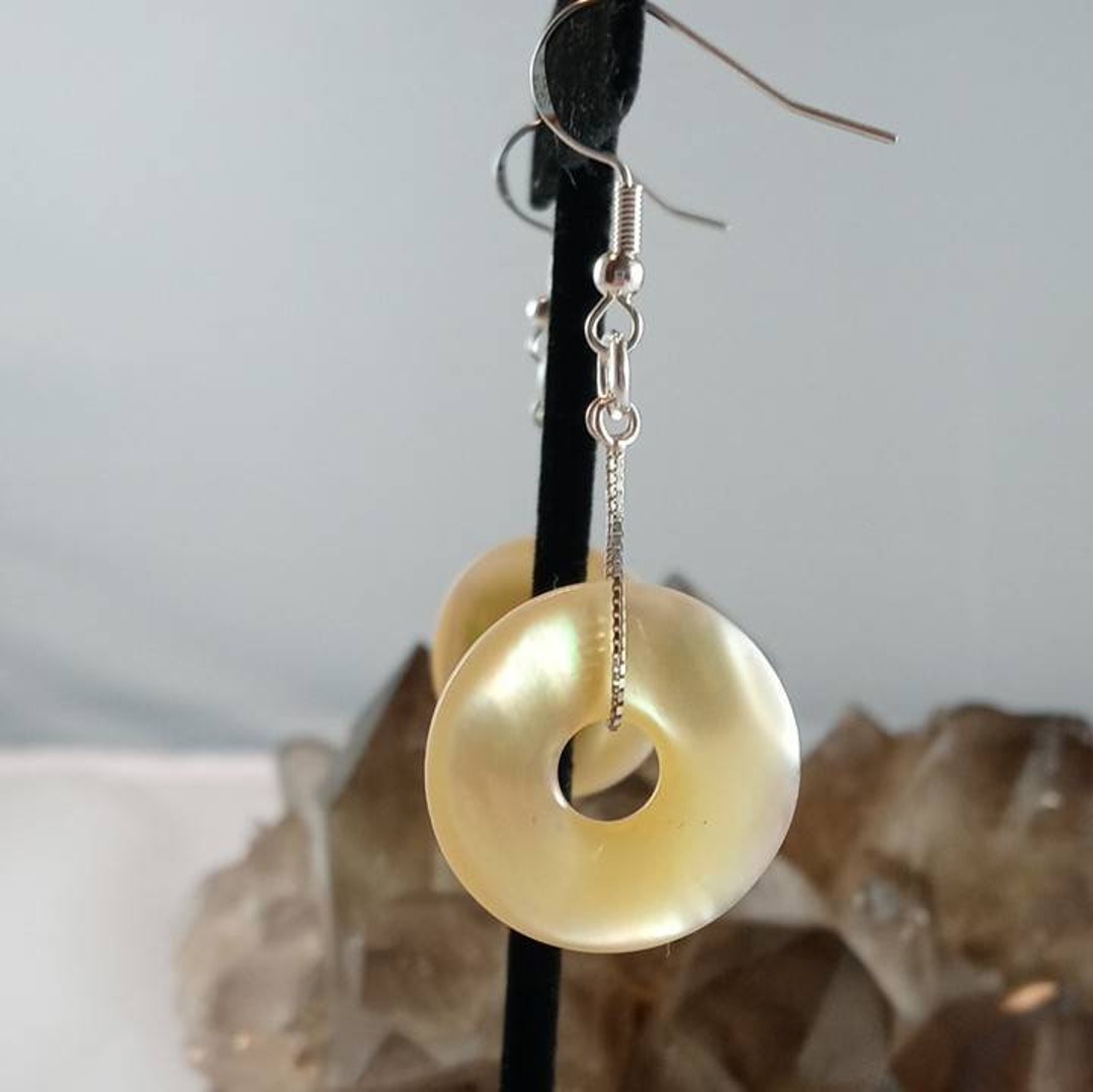 Handmade Mother of Pearl Donuts With Sterling Silver Earrings - Etsy