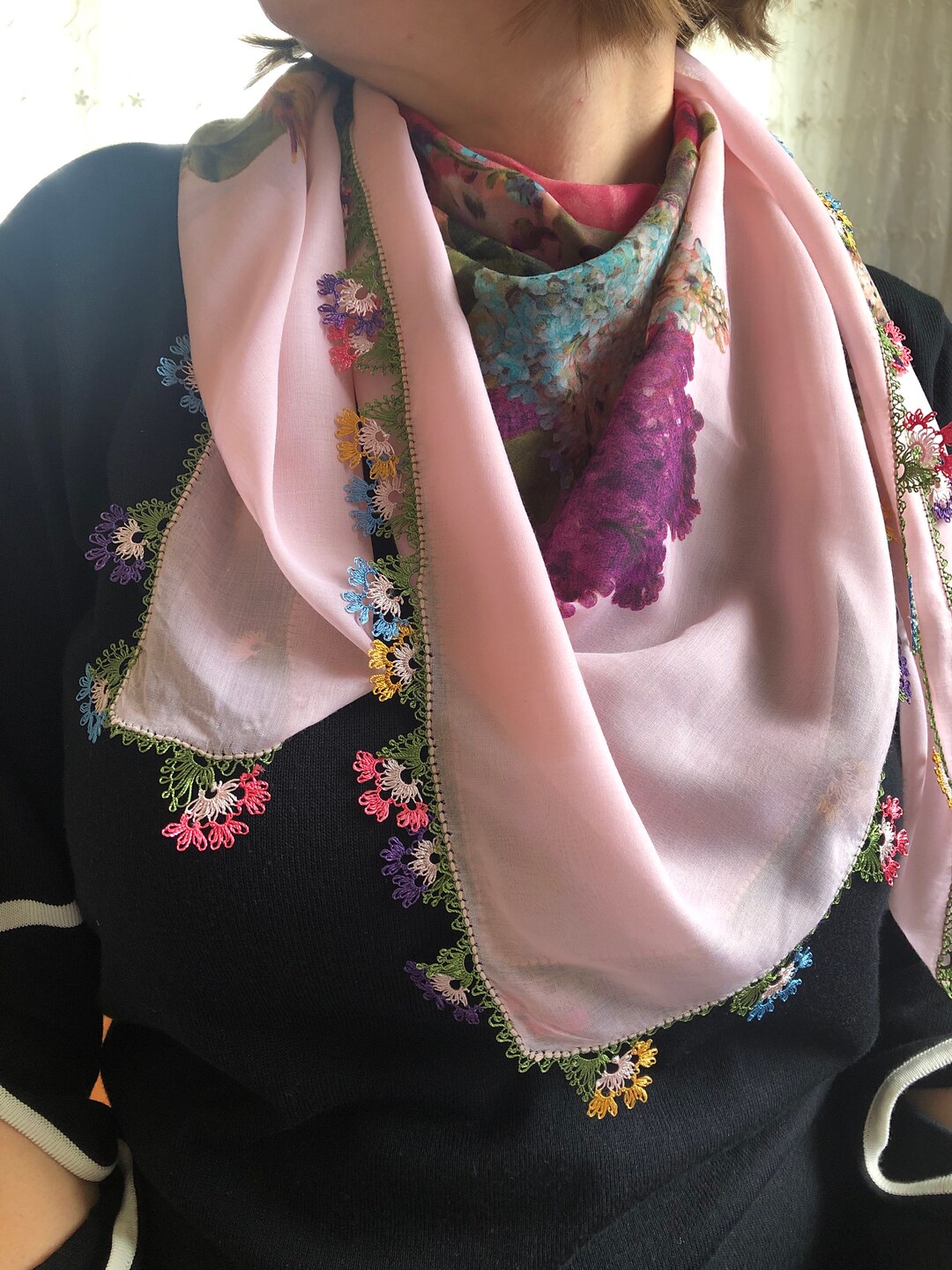 Handmade Traditional Turkish Scarf 4 Sided Needle Lace of Ethnic ...