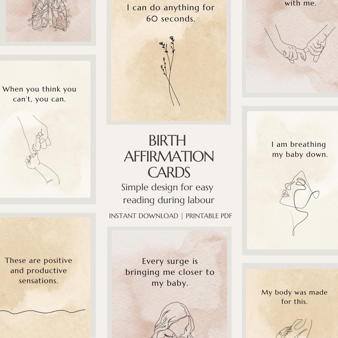 Printable Birth Affirmation Cards | Easy to Read, Hypnobirthing ...