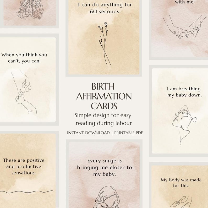 Printable Birth Affirmation Cards | Easy to Read, Hypnobirthing ...