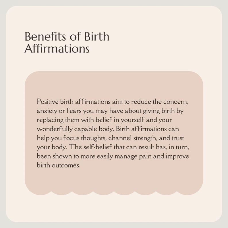 Printable Birth Affirmation Cards | Easy to Read, Hypnobirthing ...