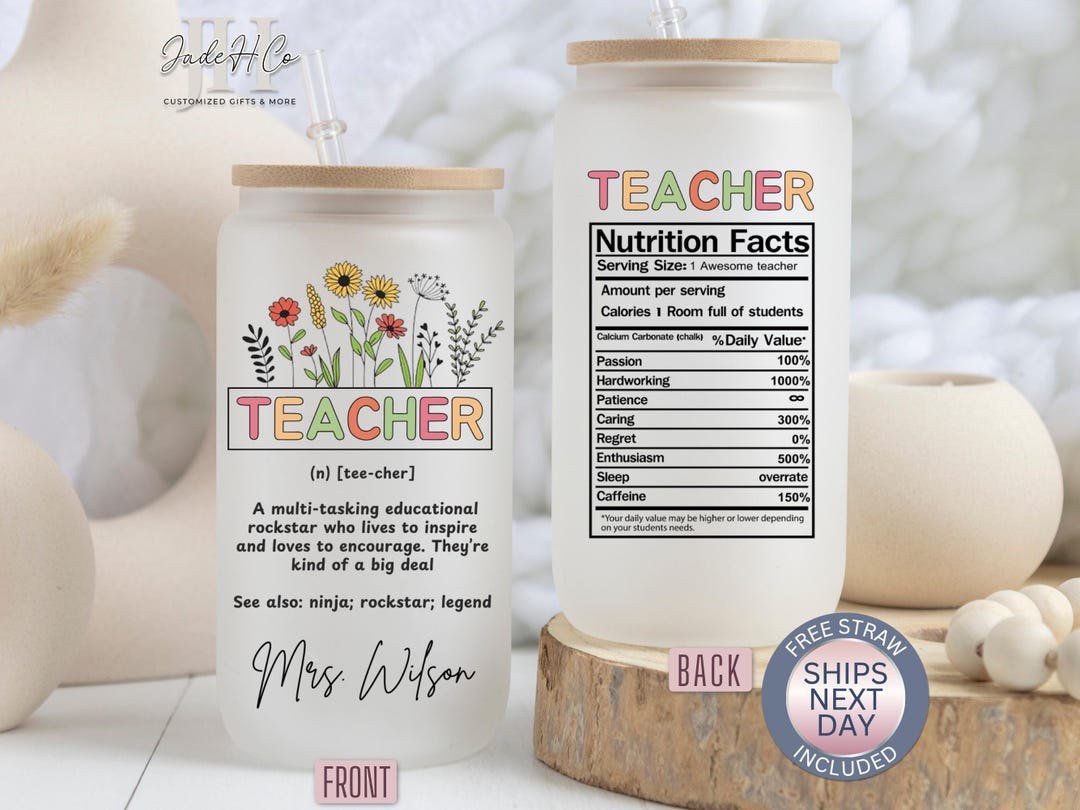 Personalized Teacher Cup Floral Teacher Cup Teacher Appreciation Gifts ...