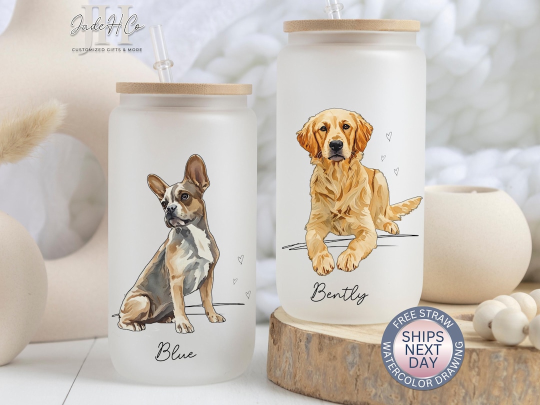 Custom Dog Cup, Custom Dog Photo Glass Cup Gifts for Dog Mama ...
