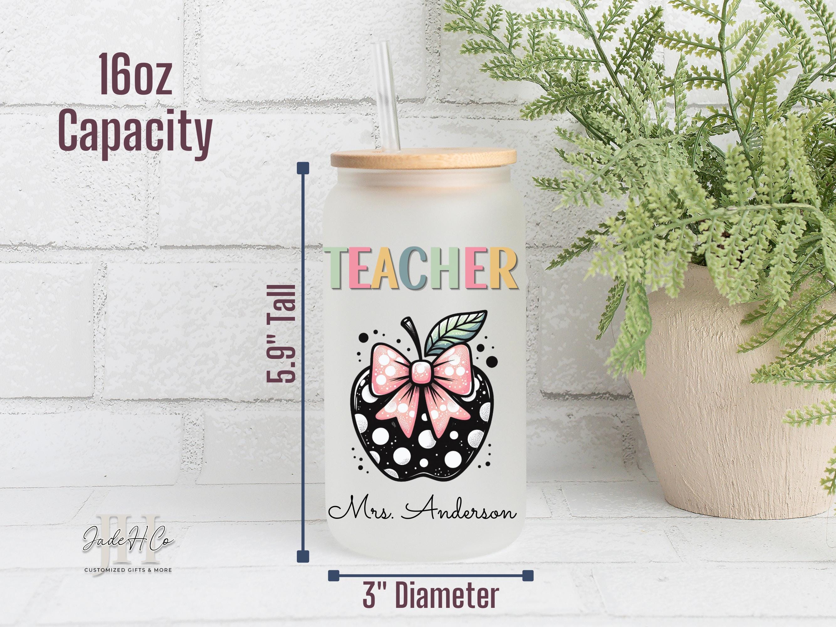 Custom Teacher Cup for Teacher Appreciation Gift Cup Teacher Glass Cup ...