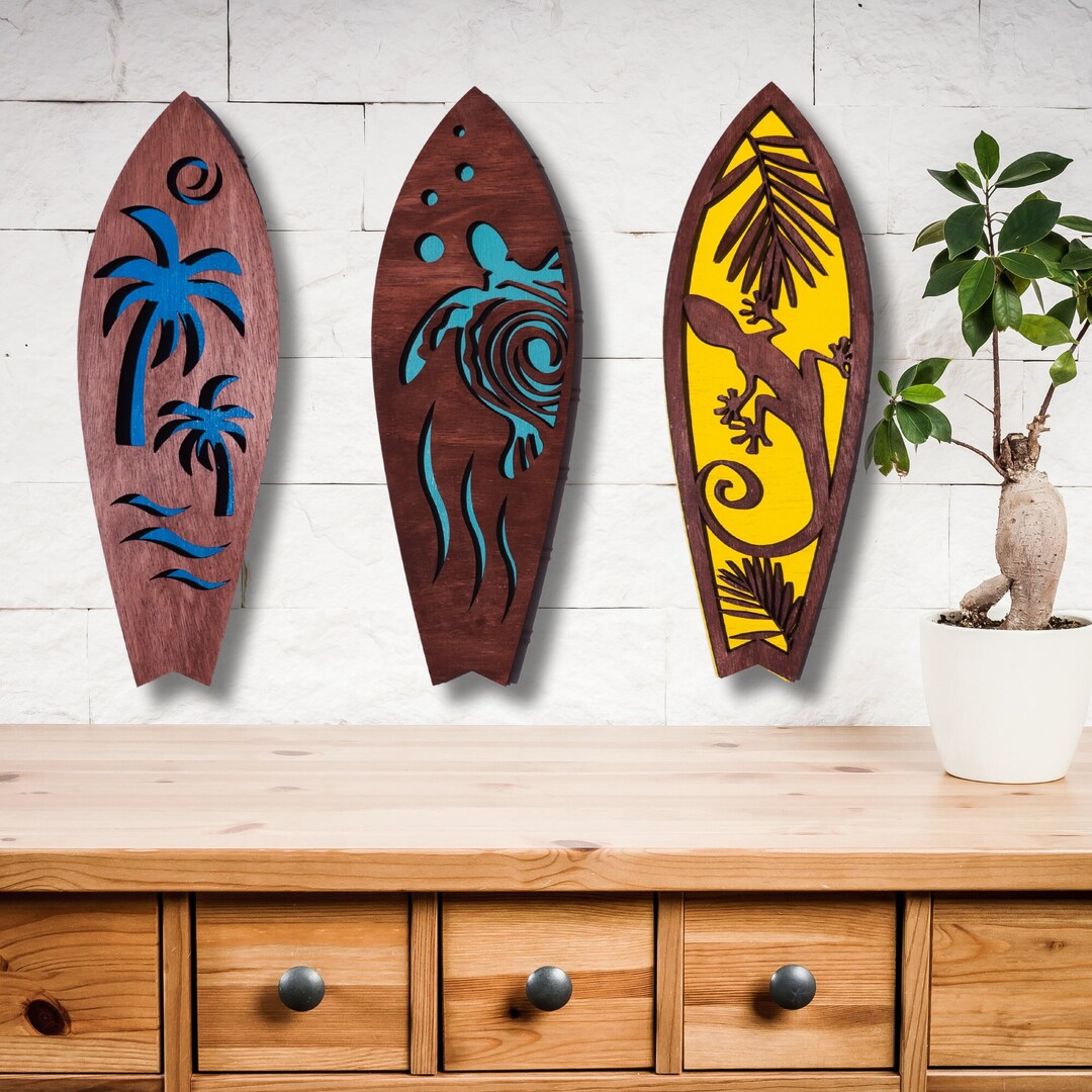 Ocean Inspired Style Surfboard Wall Art With a Pop of Color Sea Turtle ...