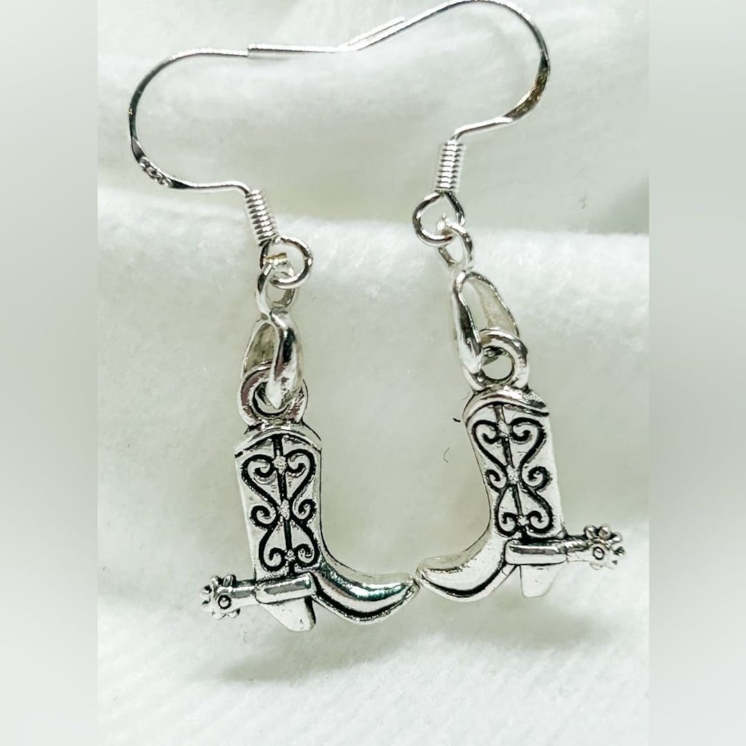 Cowboy Boot Earrings, 925 Sterling Silver Earrings, Cowboy Boots ...