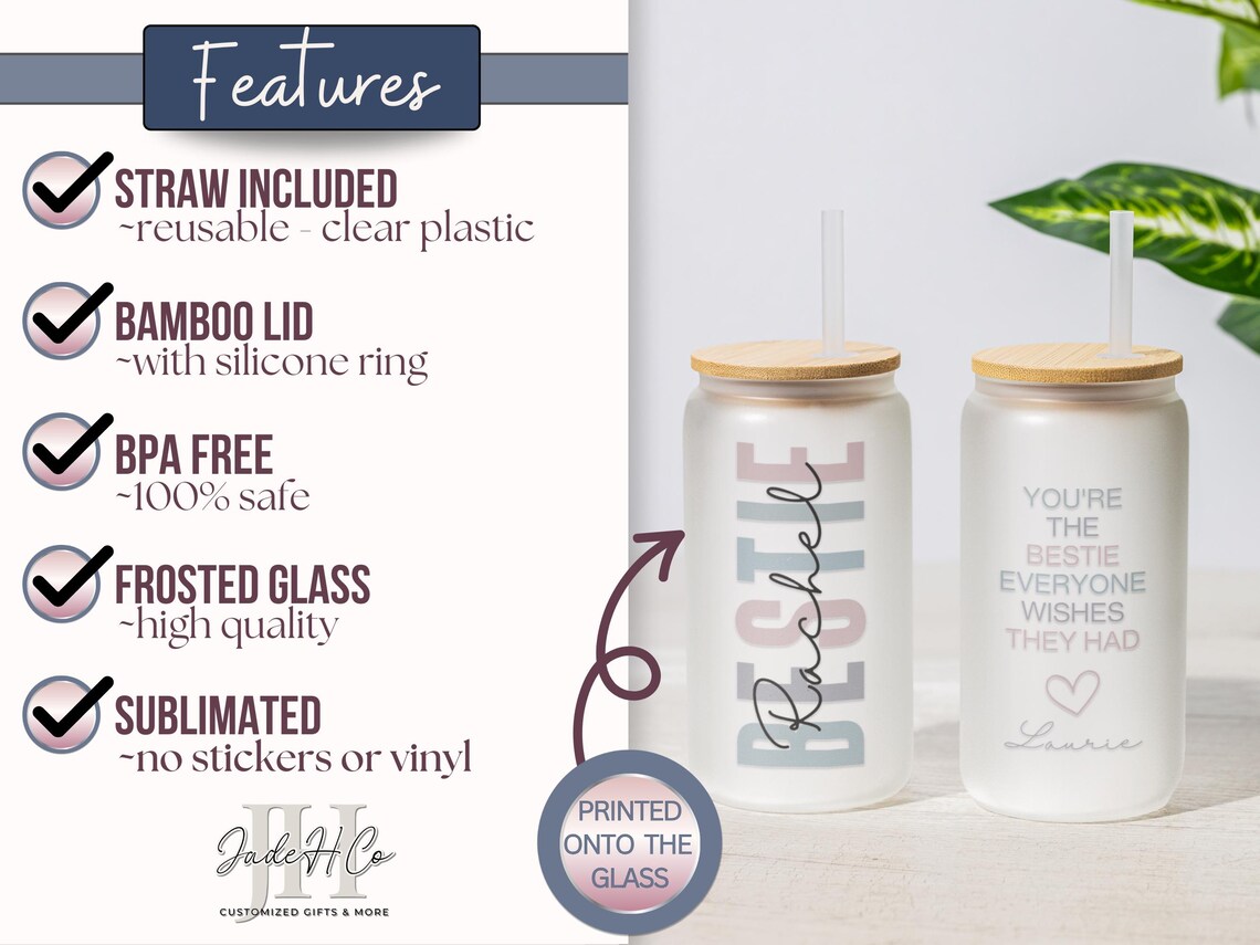 Best Friend Cup Best Friend Glass Cup Gift for Bestie Personalized ...