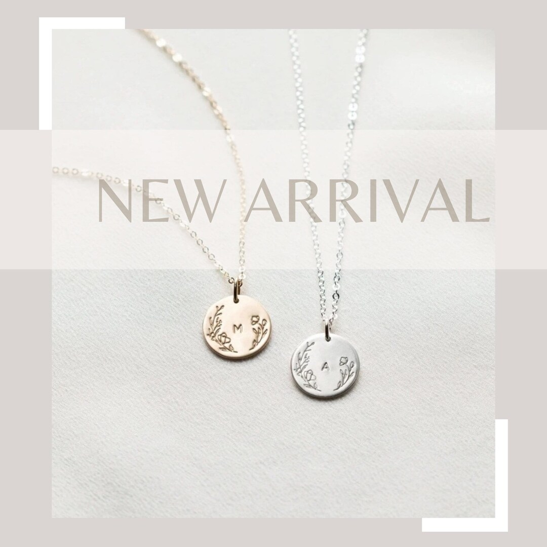 14k Gold Initial Necklace, Dainty Initial Necklace Silver/gold Engraved ...