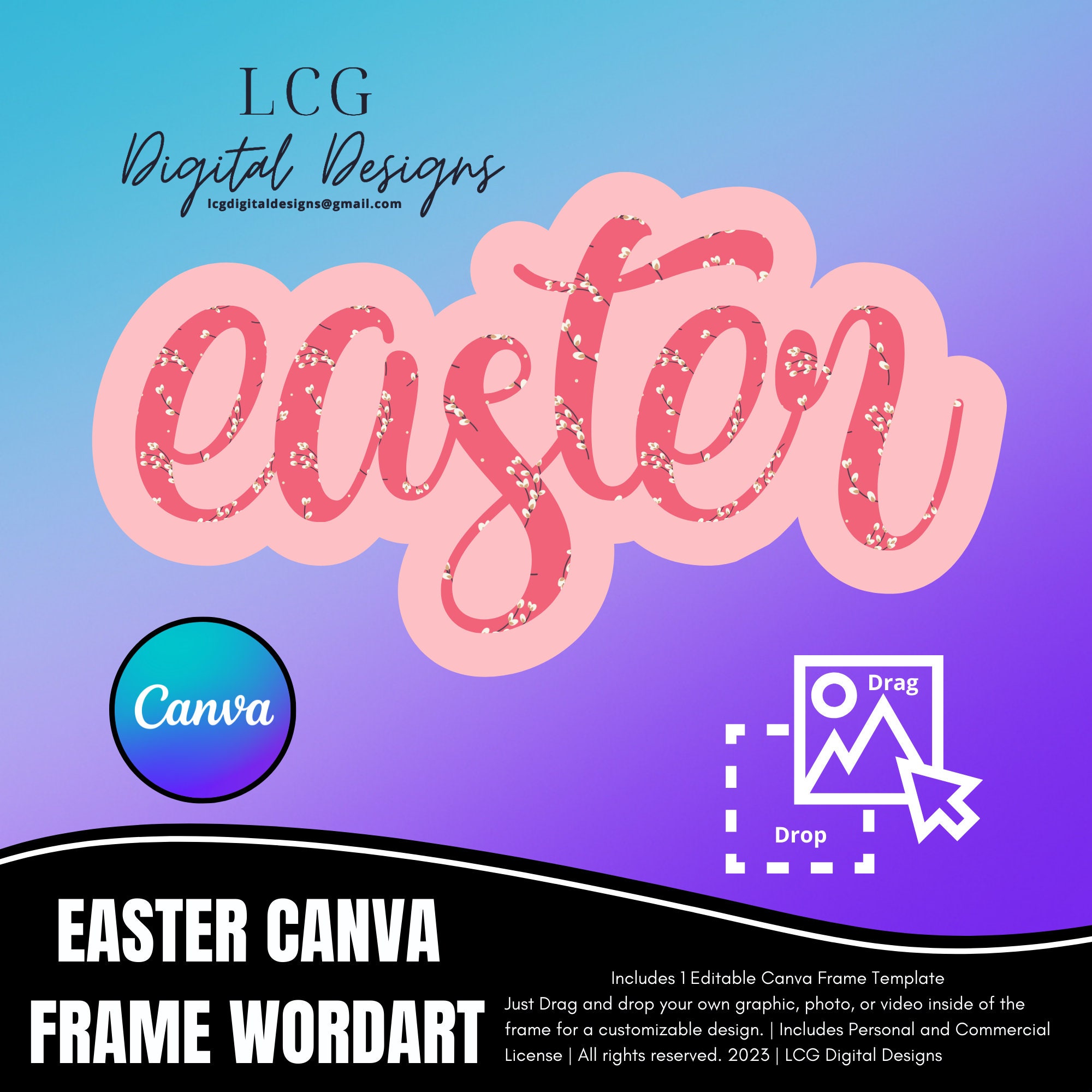 Easter Canva Frame Wordart | Canva Frame Template | Editable ...