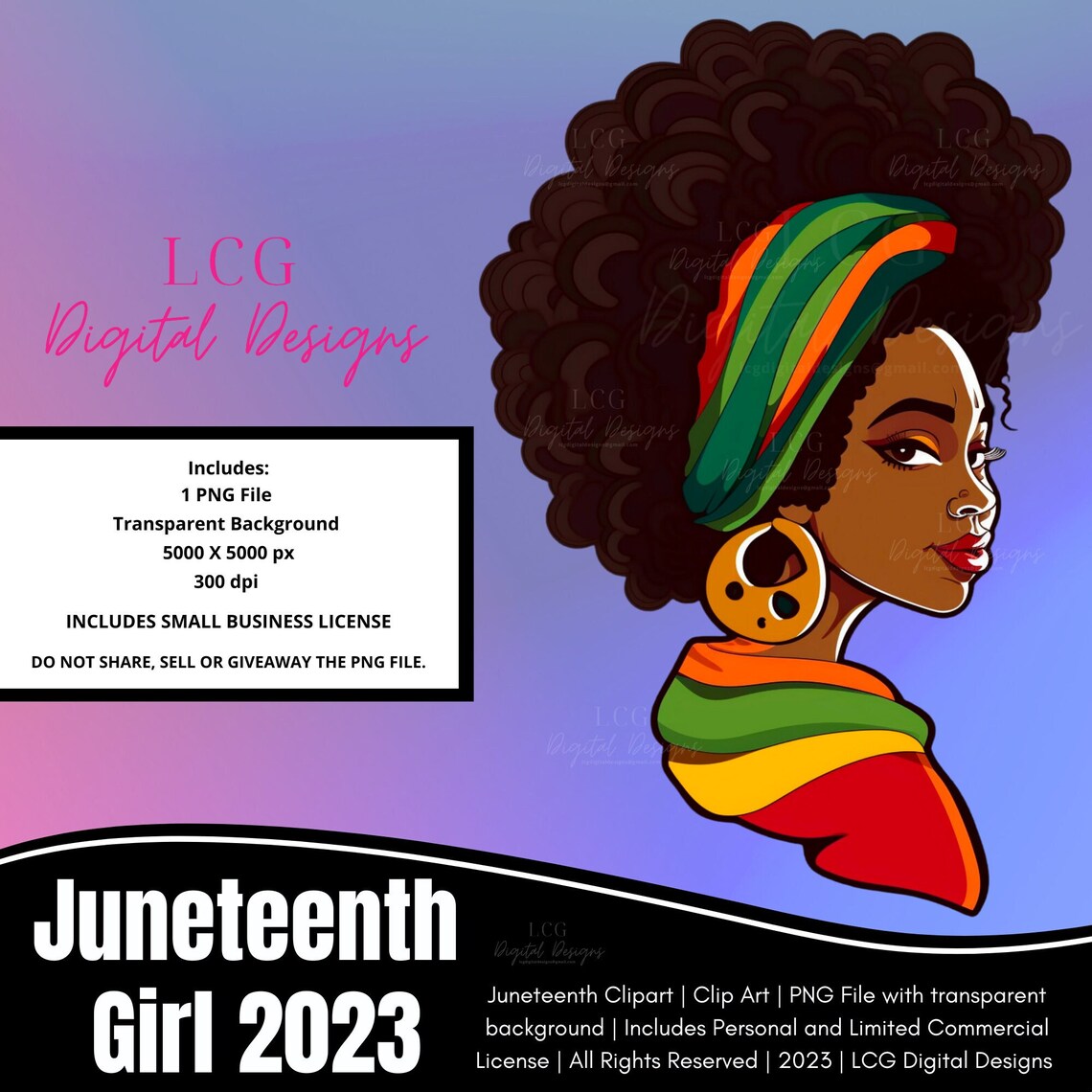 Juneteenth Girl Clipart | PNG | Transparent Background | Black Girl ...