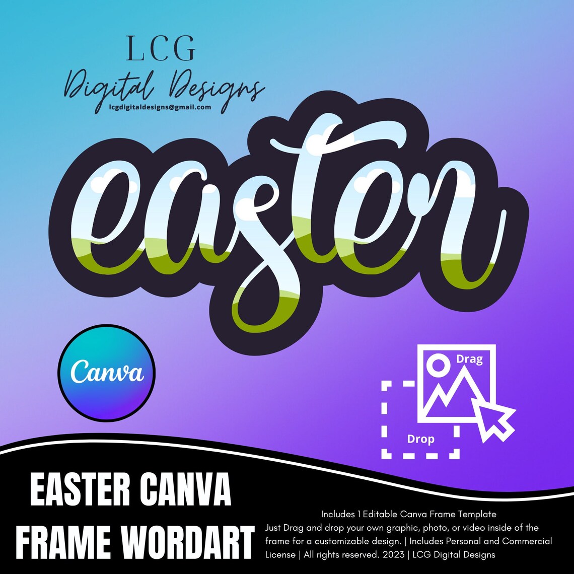 Easter Canva Frame Wordart | Canva Frame Template | Editable ...