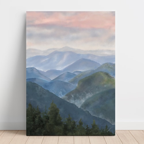 Ombre Origins: Blue Ridge Mountain Art Watercolor Landscape - Etsy